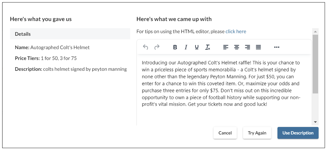 Use the Auction AI Description Generator to Write Descriptions for Lots ...